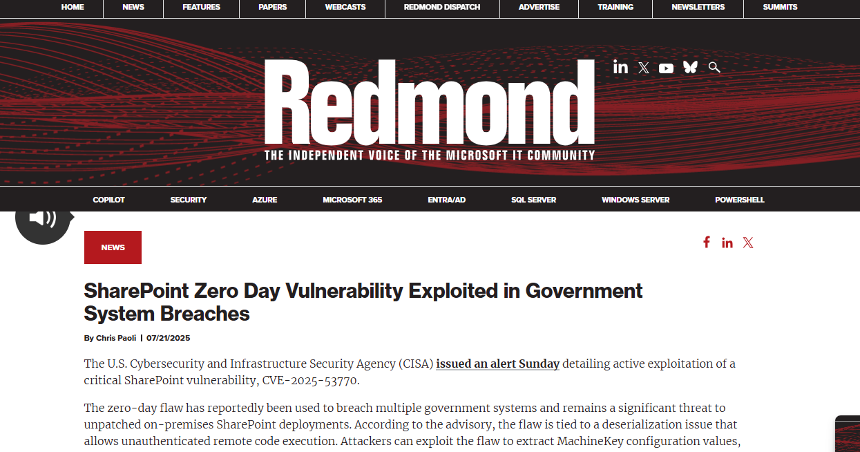 Adam Maurer, COO, speaks to Redmond magazine about mass SharePoint hack